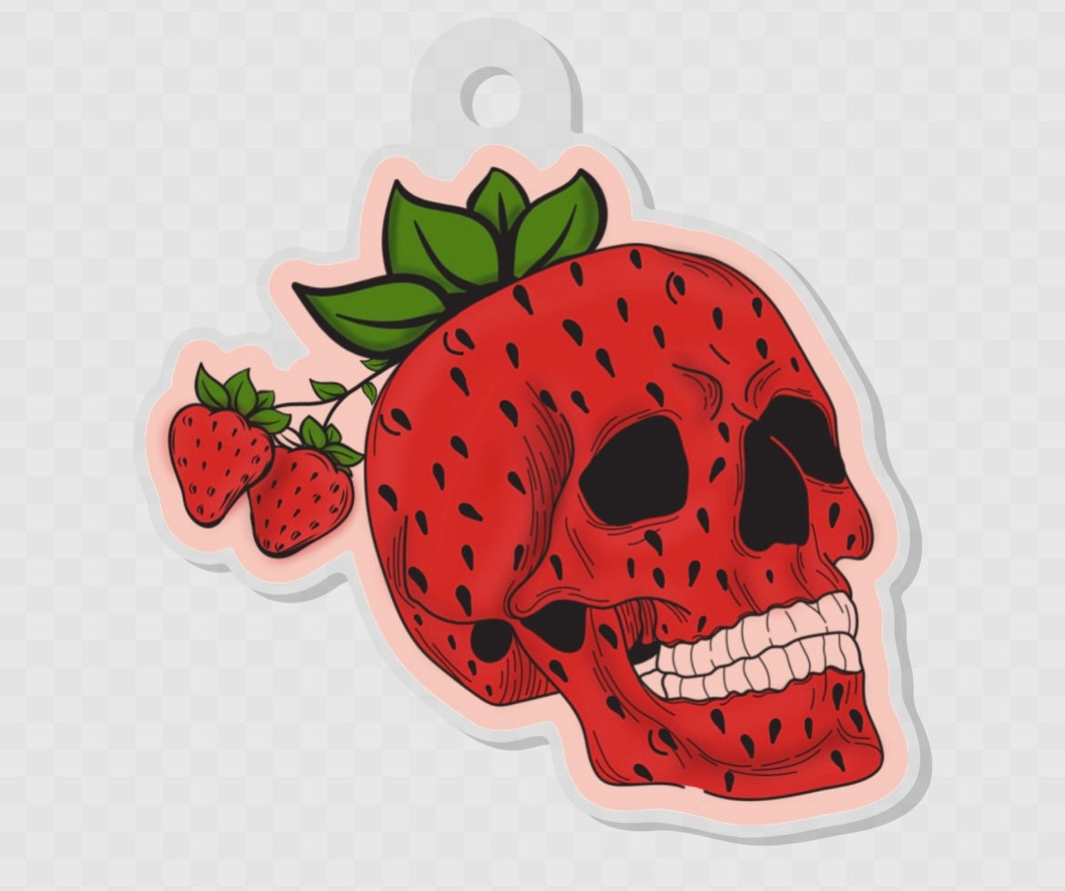 Strawberry skull Keychain – DarkDesiresBookBox